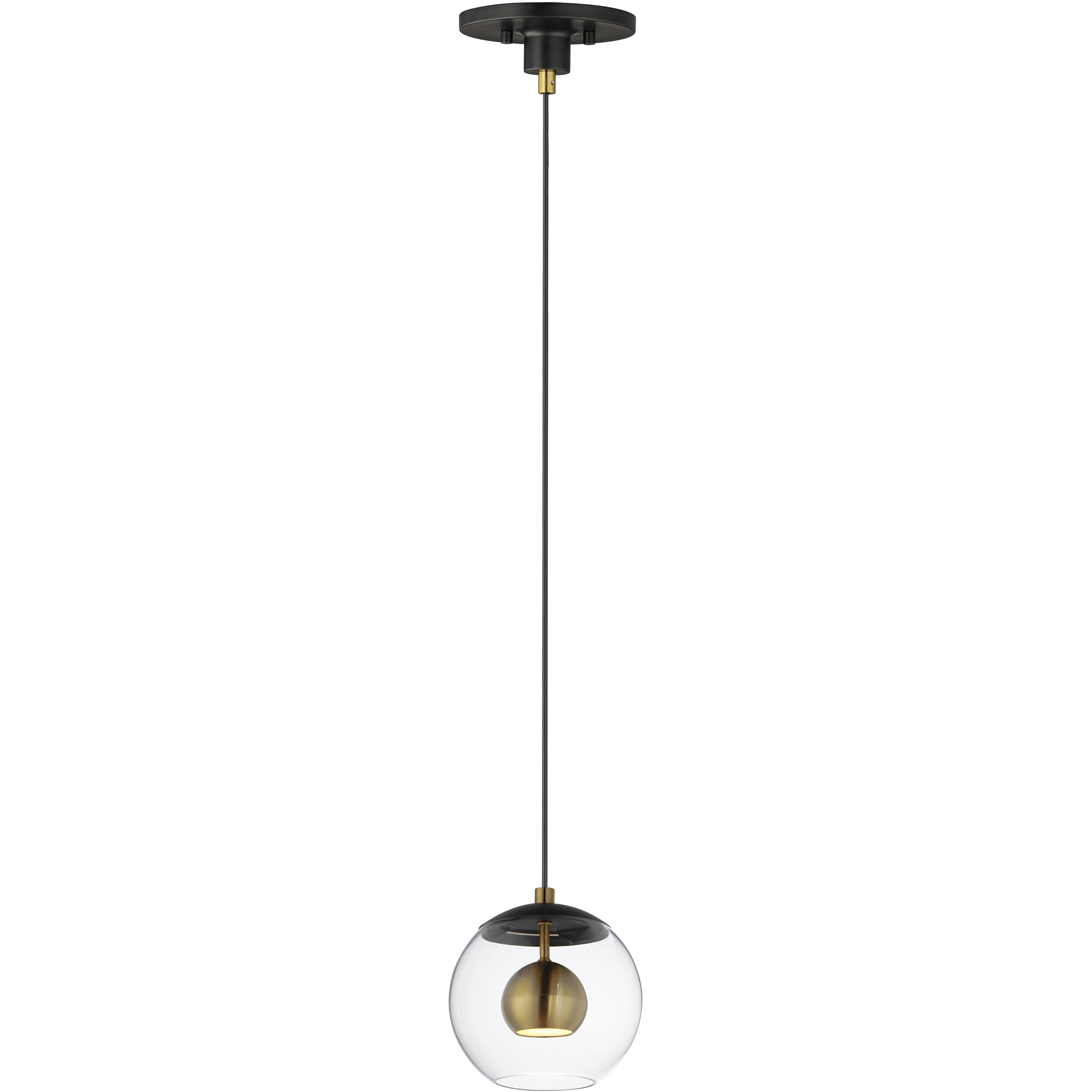 ET2 E25152-BKNAB Nucleus LED 7 inch Black and Natural Aged Brass Single Pendant Ceiling Light