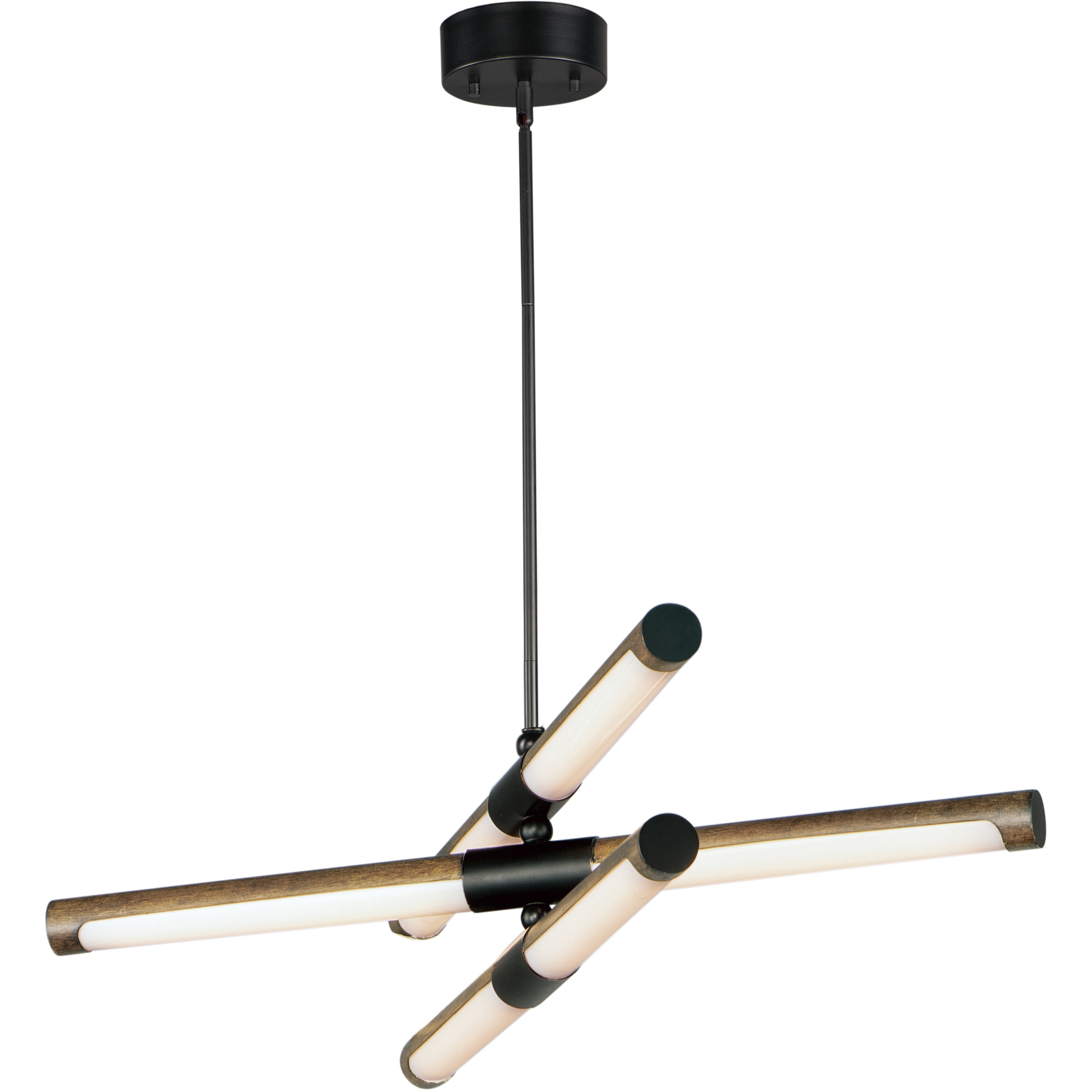 Rollo LED 28 inch Antique Pecan and Black Linear Pendant Ceiling Light